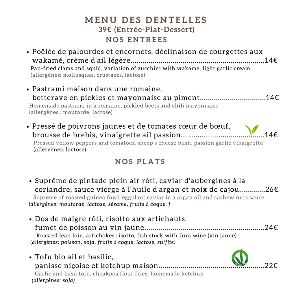Menus du Restaurant – Restaurant Chez Serge
